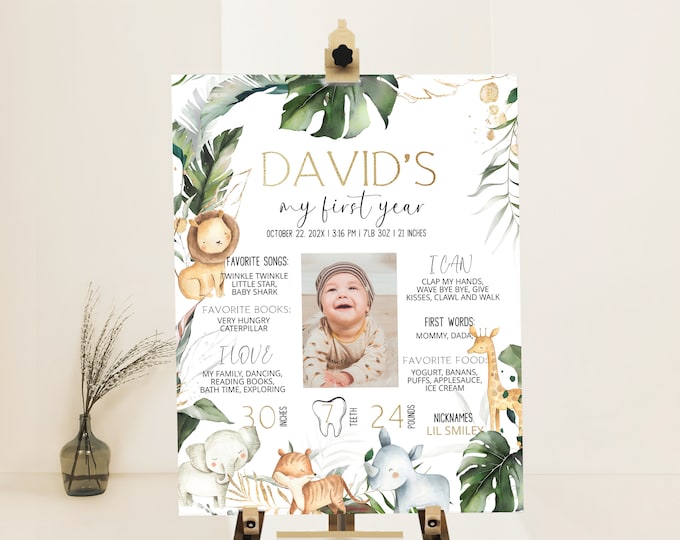 Editable Boho Wild One Baby Shower Welcome Sign, Boho Safari Jungle ...
