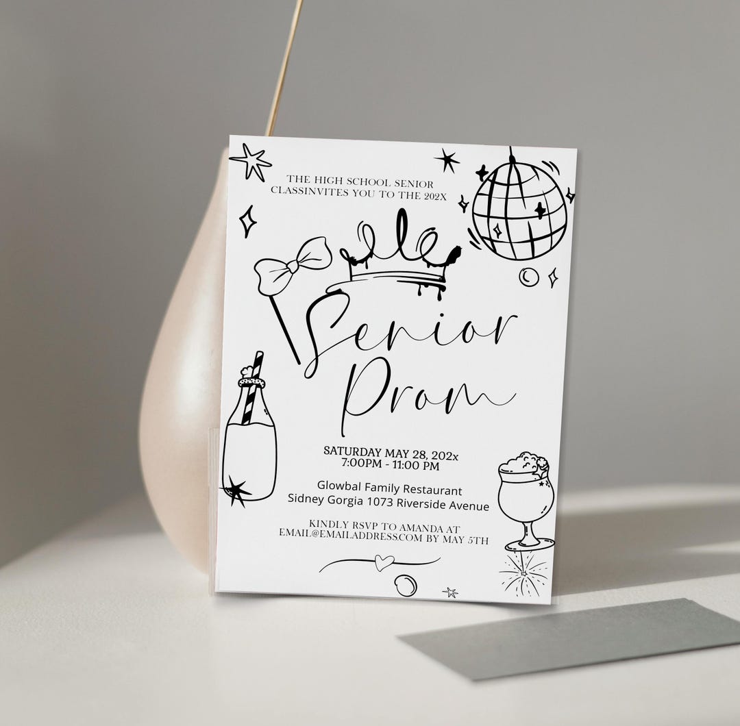 Senior Prom Invitation Template, Editable Prom Night Invite, School ...