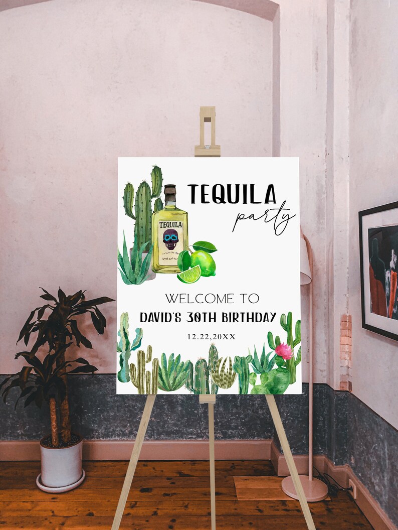 Tequila Birthday Welcome Sign, 30th Birthday Tequila Party Decoration ...