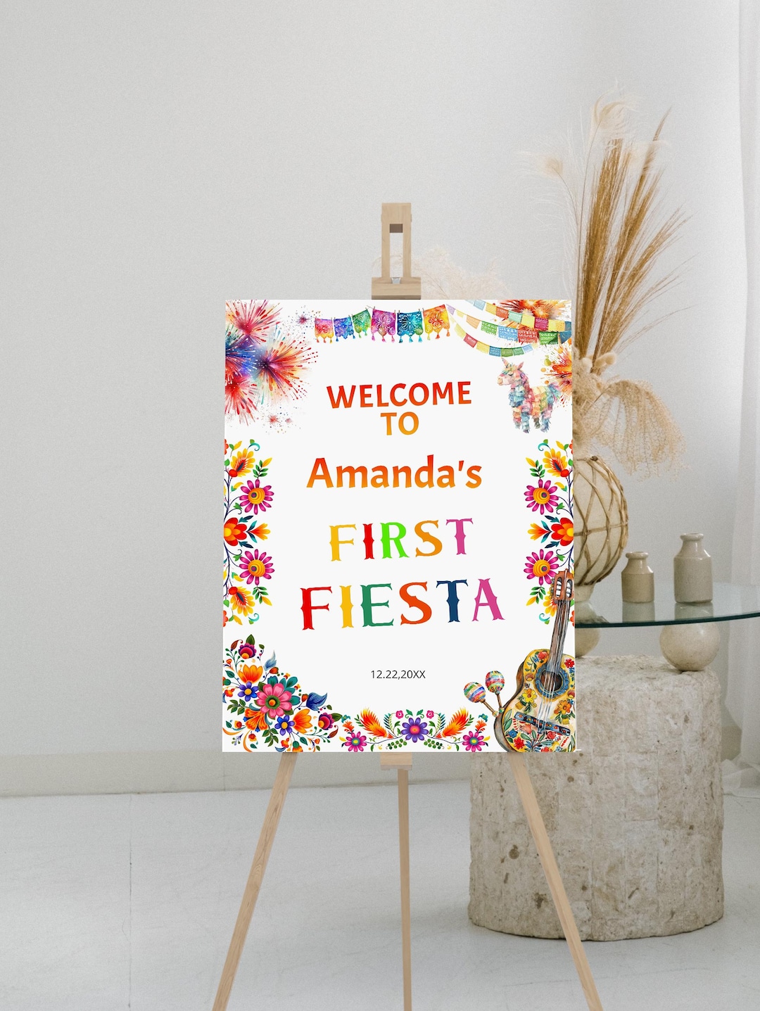 Fiesta Birthday Welcome Sign Template, Editable First Fiesta Welcome ...