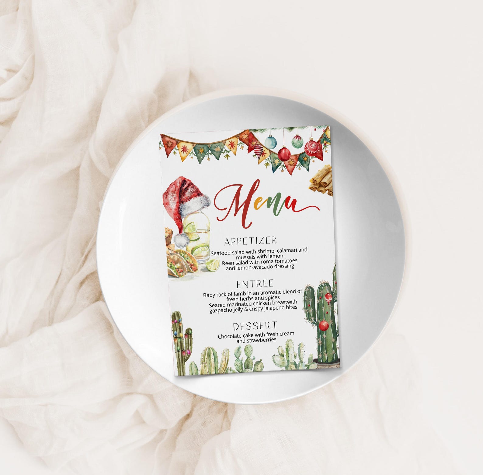 New Years Fiesta Menu Card Template, Editable Mexican Theme Party Menu ...