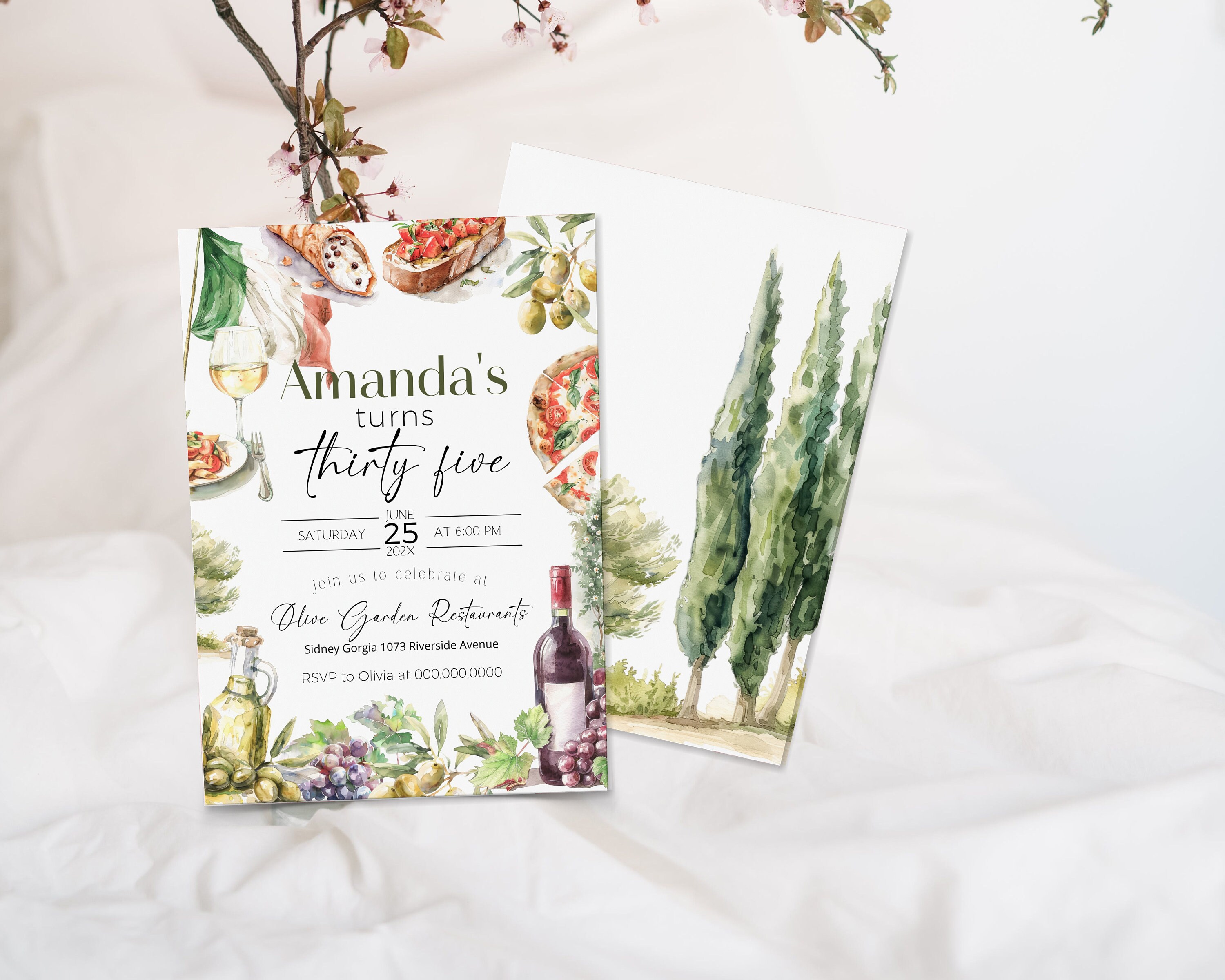 Italy Birthday Invitation Template, Editable 35th Birthday Invite, Wine ...