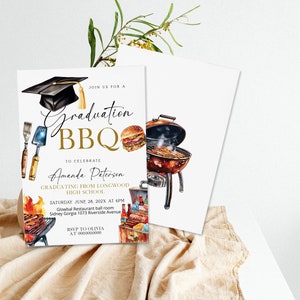 Backyard Bbq Graduation Party Invitation Template, BBQ Graduation ...