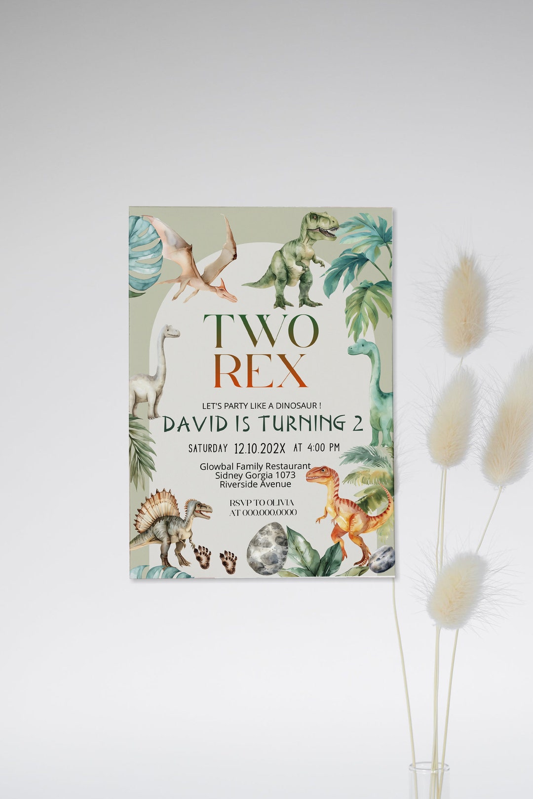 One-asaurus Birthday Invitation Template, Dino First Birthday Invite ...