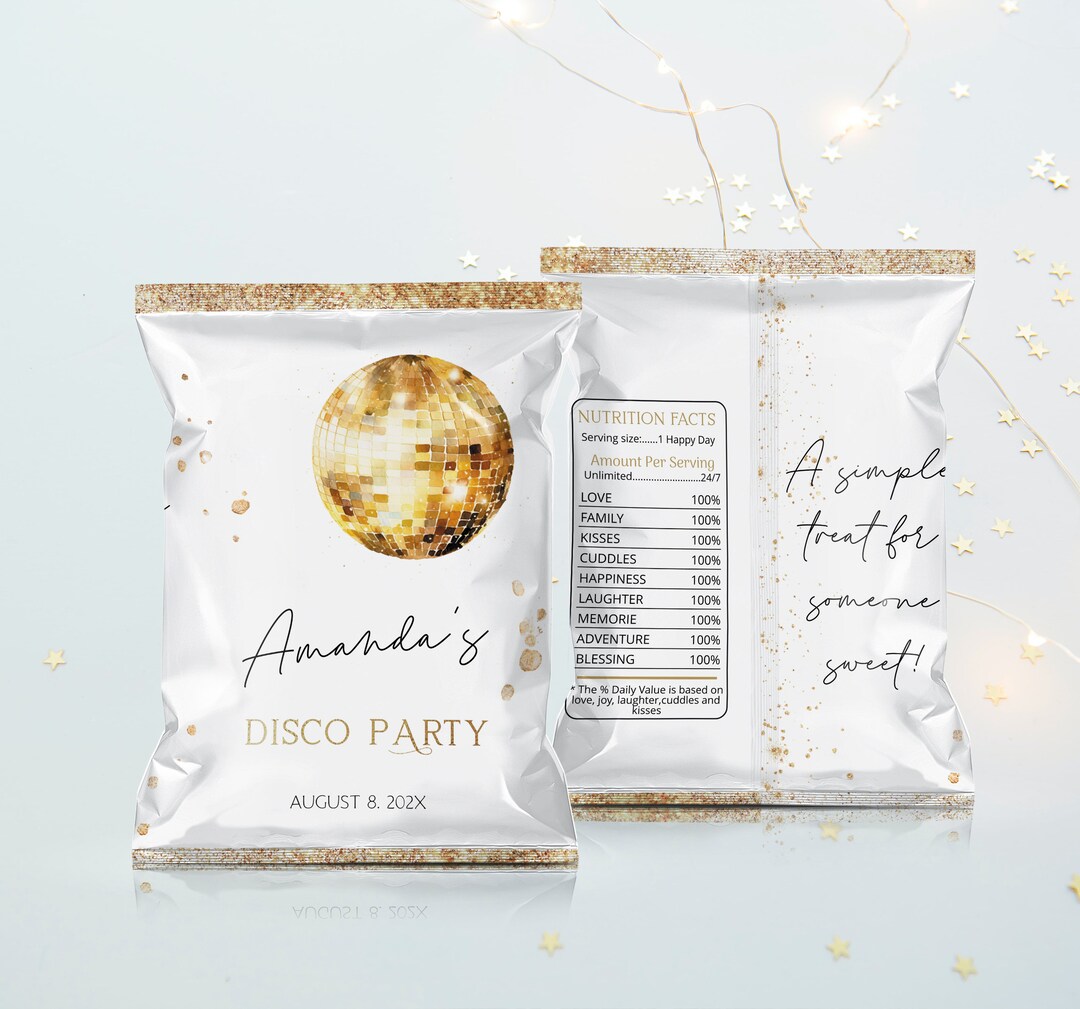 Disco Birthday Party Chip Bag Template, Printable Disco Ball Chip Bag ...