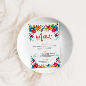 Fiesta Menu Card, Editable Mexican Flowers Party Menu, Mexican Menu ...
