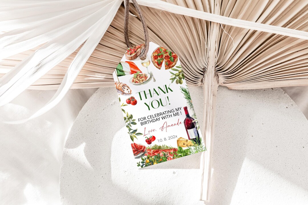 Italian Theme Favor Tag Template, Pizza Party Thank You Tag, Pasta ...