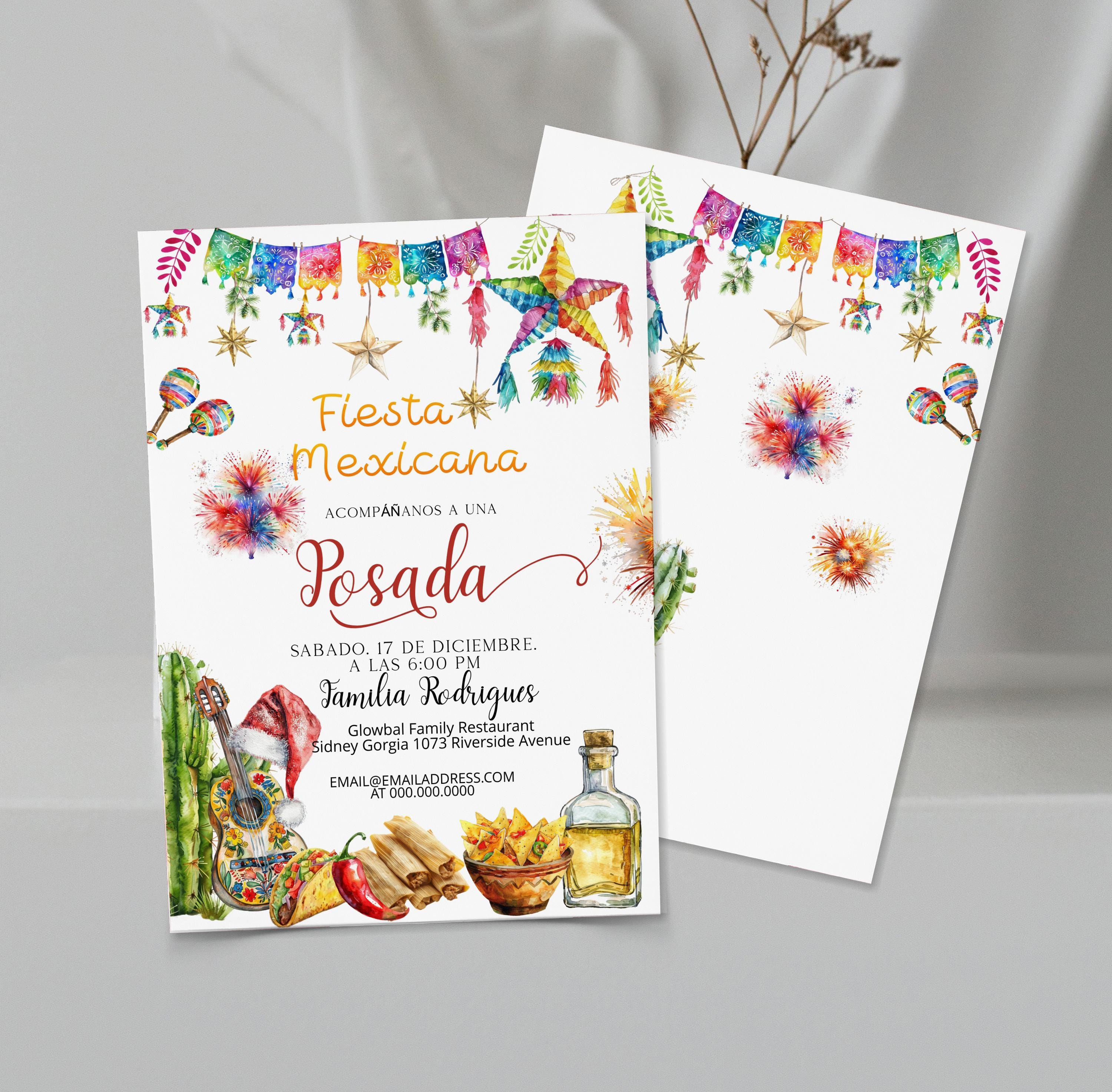 Fiesta Posada Invitation: Editable Spanish Christmas Party (digital ...