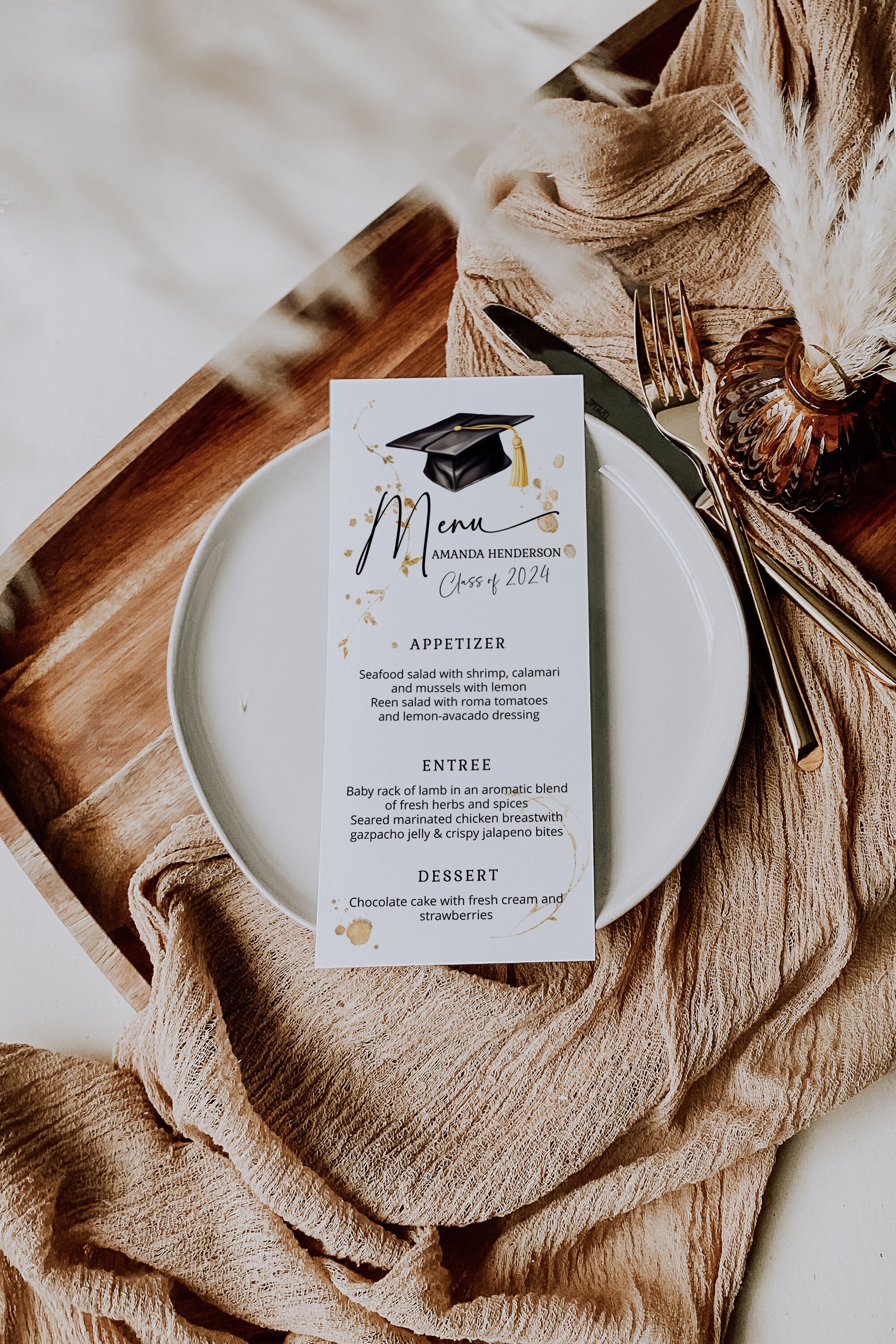 Graduation Dinner Menu, Grad Party Menu, Dinner Menu Template ...