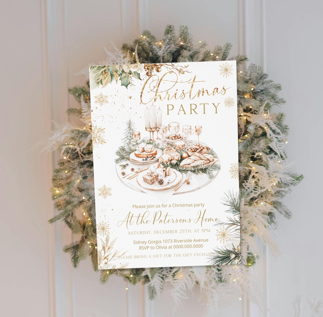 Christmas Party Invitation Template, Christmas Eve Invite, Winter ...