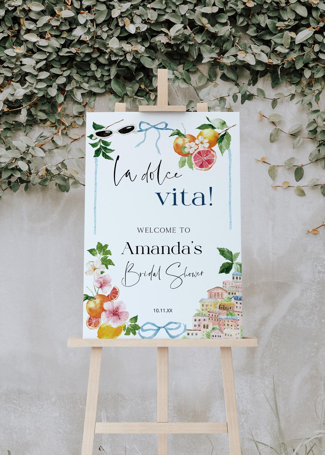 La Dolce Vida Bridal Shower Welcome Sign Template, Editable Wedding ...