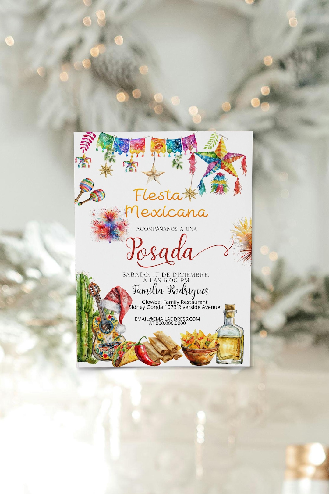 Fiesta Posada Invitation: Editable Spanish Christmas Party (digital Download) - Etsy