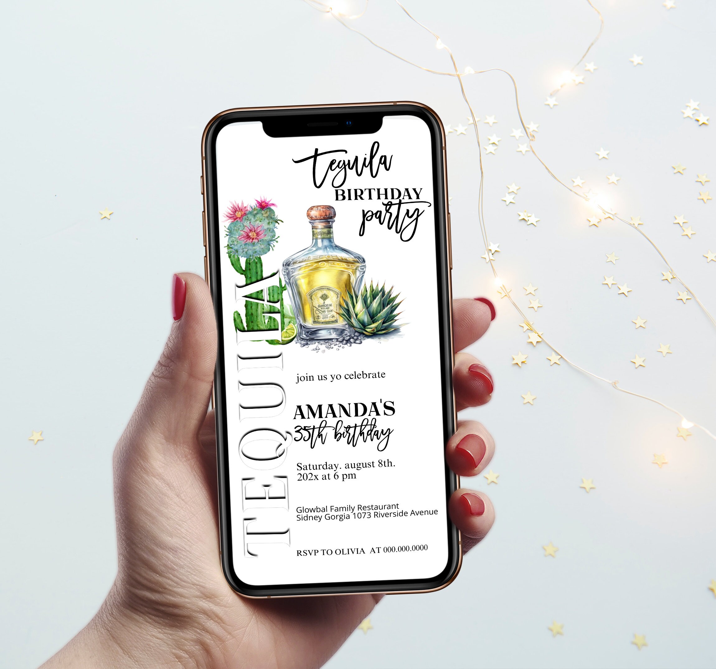 Tequila Birthday Digital Invite, Tequila Party Invitation, Fiesta ...