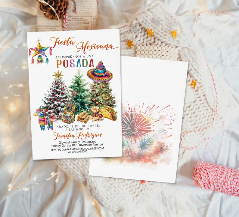 Fiesta Mexicana Posada Party Invitation, Cena De Navidad, Editable ...