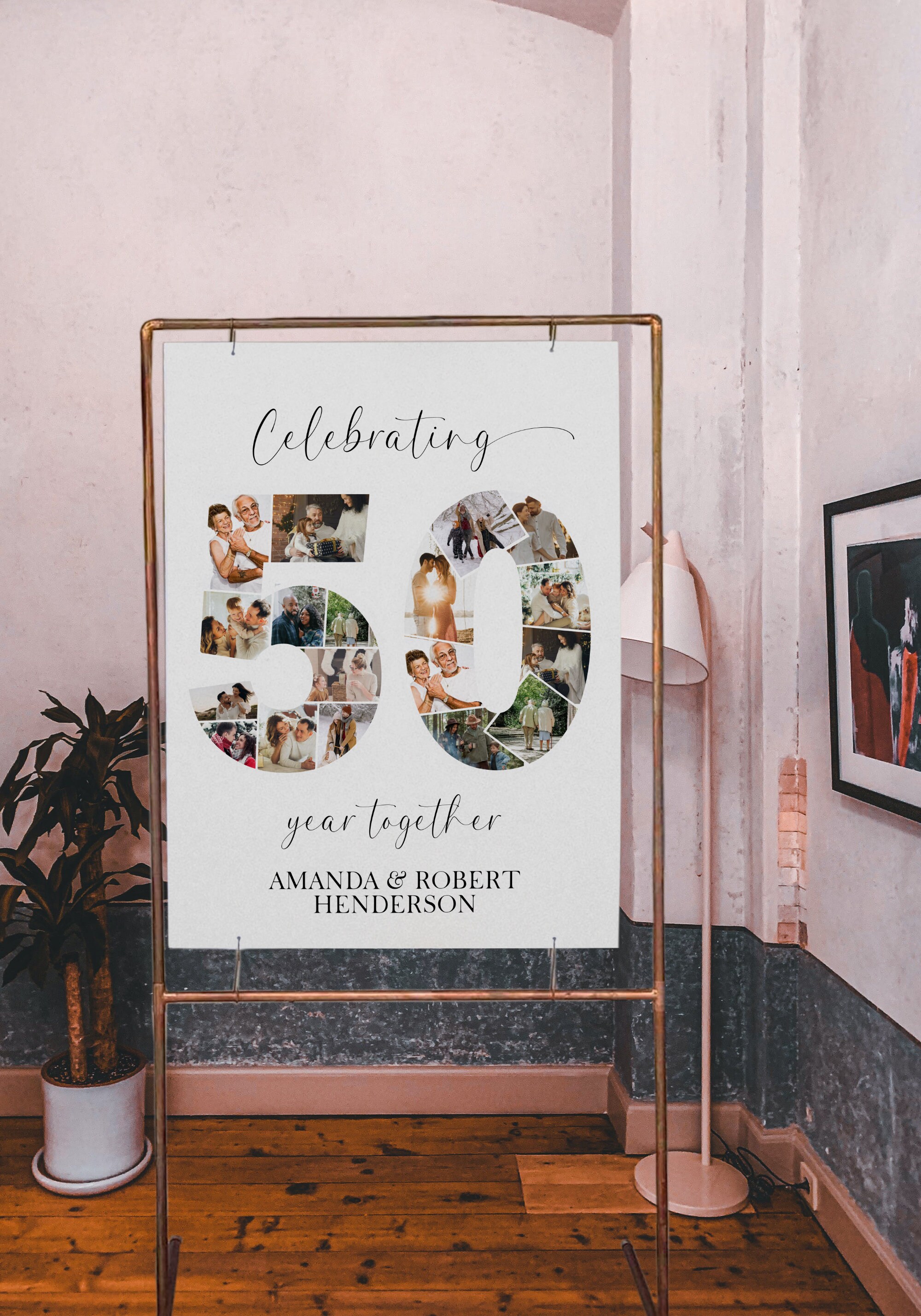 50th Anniversary Photo Collage, Editable Photo Collage Sign, Photo ...