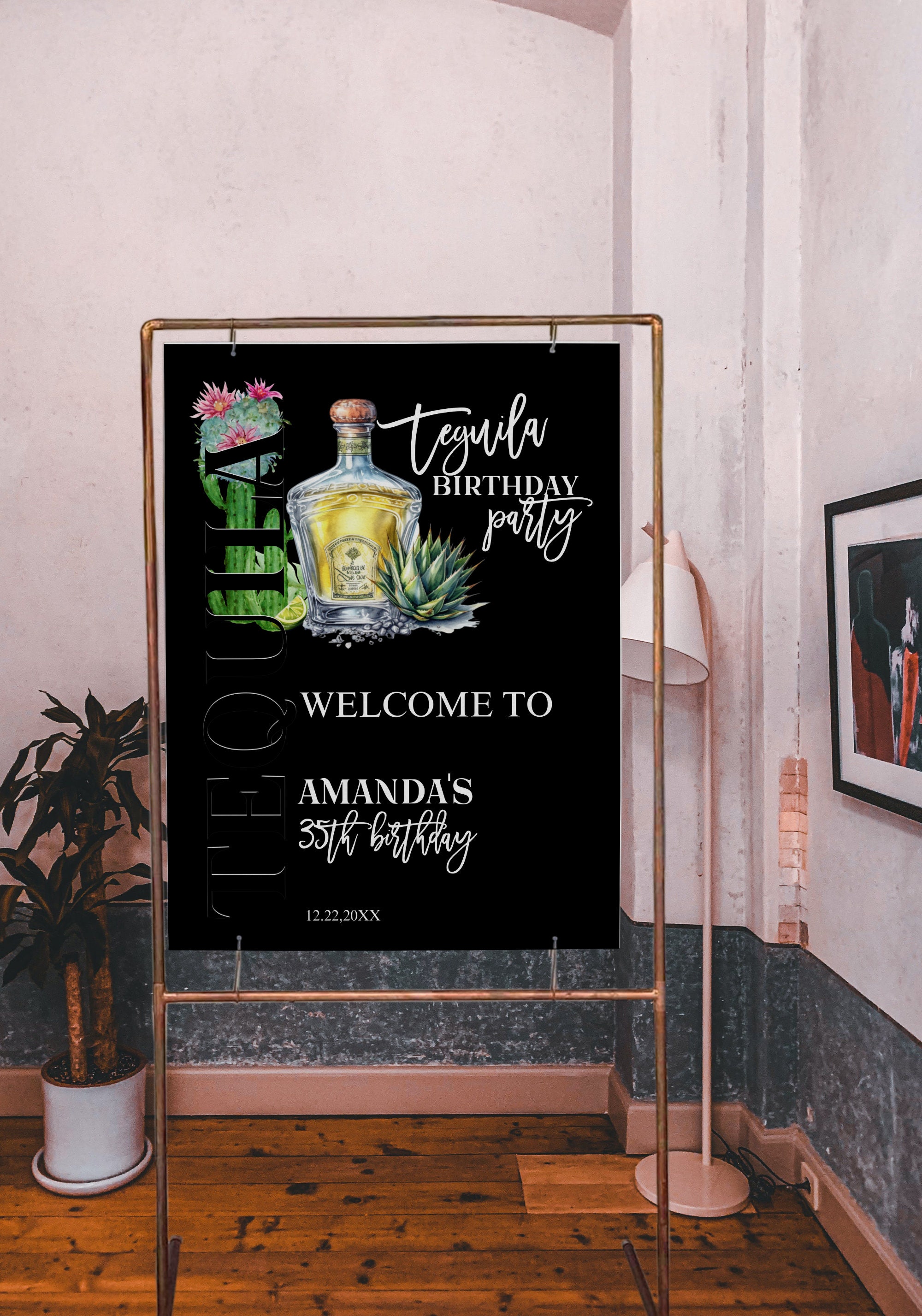 Tequila Birthday Welcome Sign, 35th Birthday Tequila Party Decoration ...