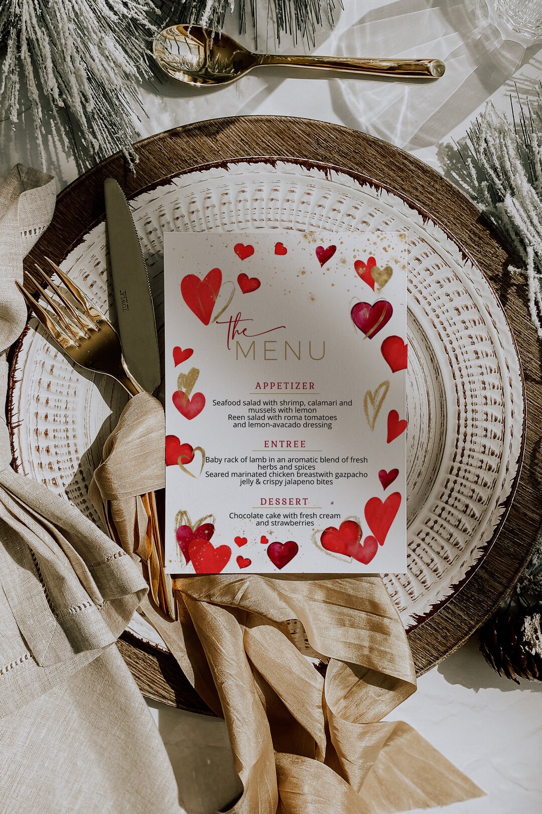 Valentine's Day Menu, Party Menu, Printable Menu Card, Valentines Menu ...