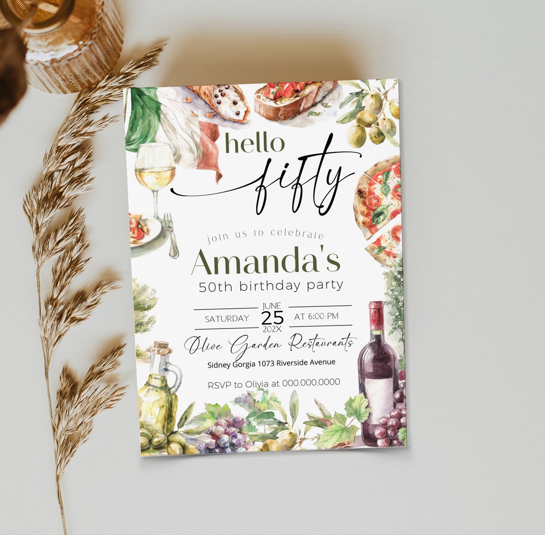 Italy Birthday Invitation Template, Editable 50th Birthday Invite, Wine ...