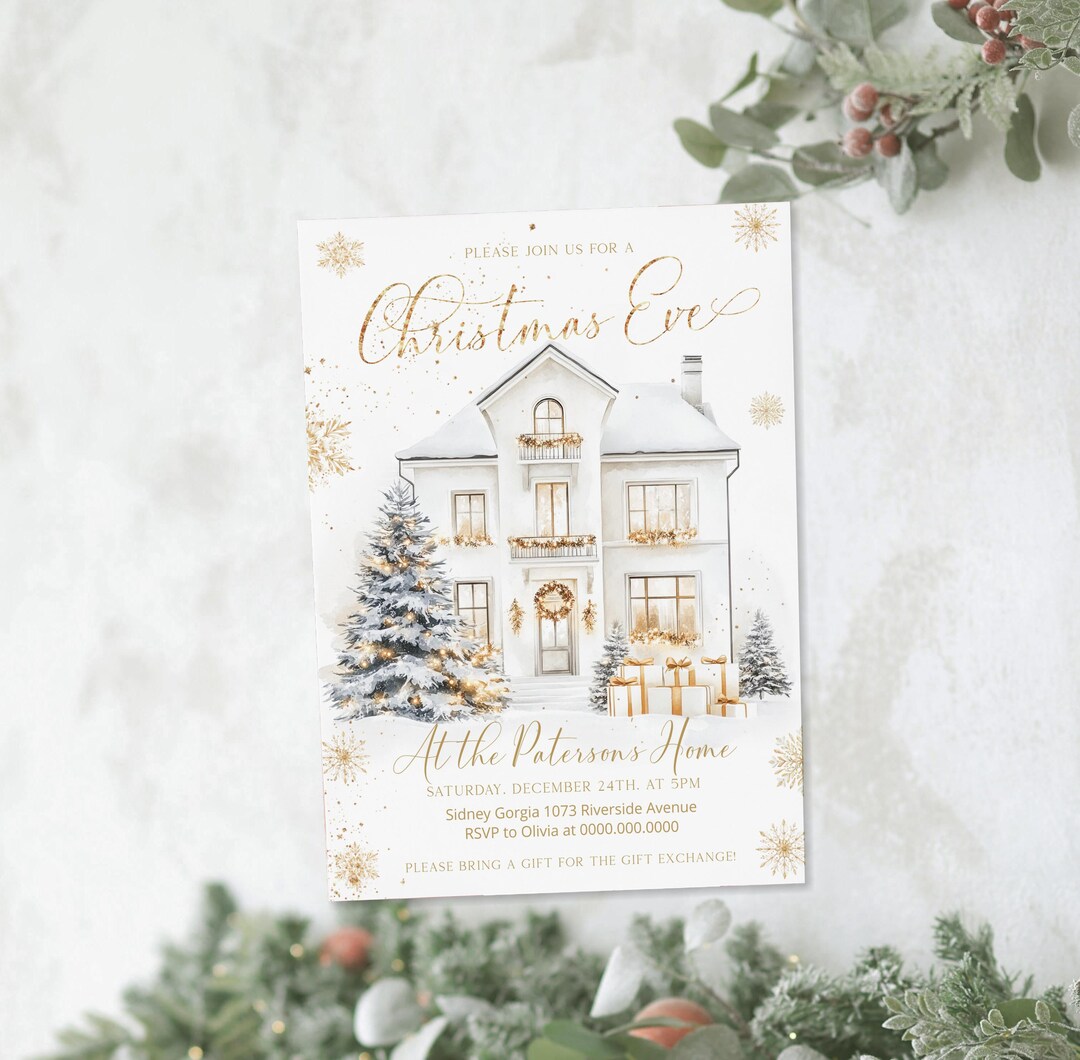 Christmas Eve Invitation Template, Editable Christmas Dinner Party ...