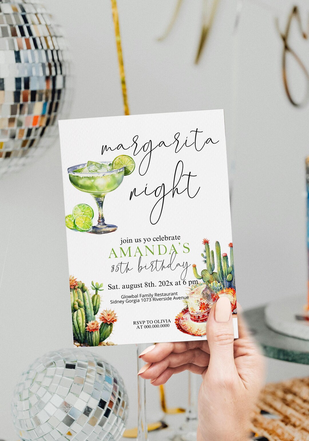 Margaritas Night Party Invitation Template, Girls Night, Fiesta, Adult ...
