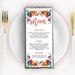 Fiesta Menu Card, Editable Mexican Flowers Party Menu, Mexican Menu ...