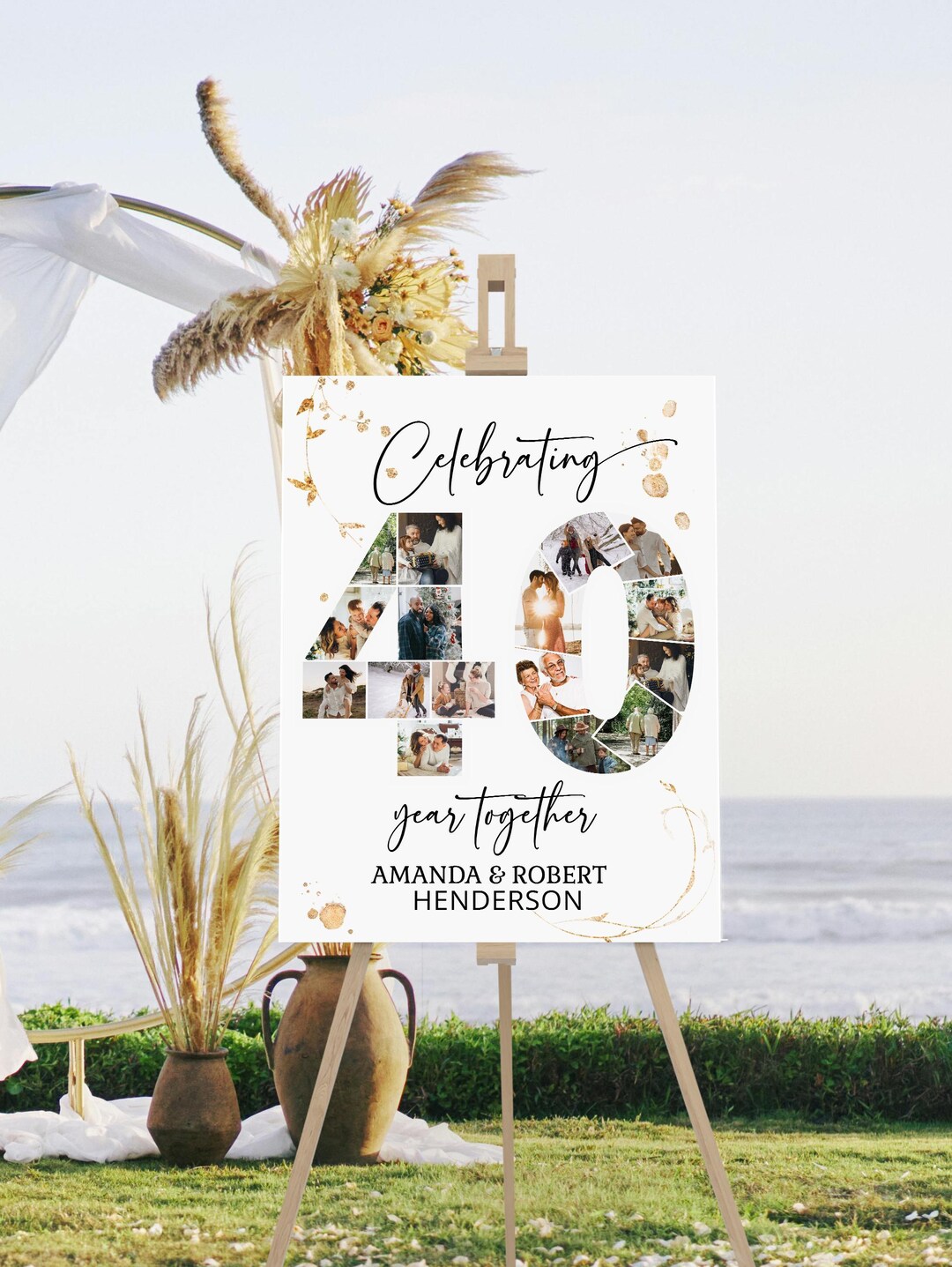 40th Anniversary Photo Collage Template, Editable Photo Collage Sign ...