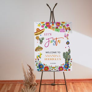 Lets Fiesta Birthday Welcome Sign, Editable Mexican Theme Welcome ...