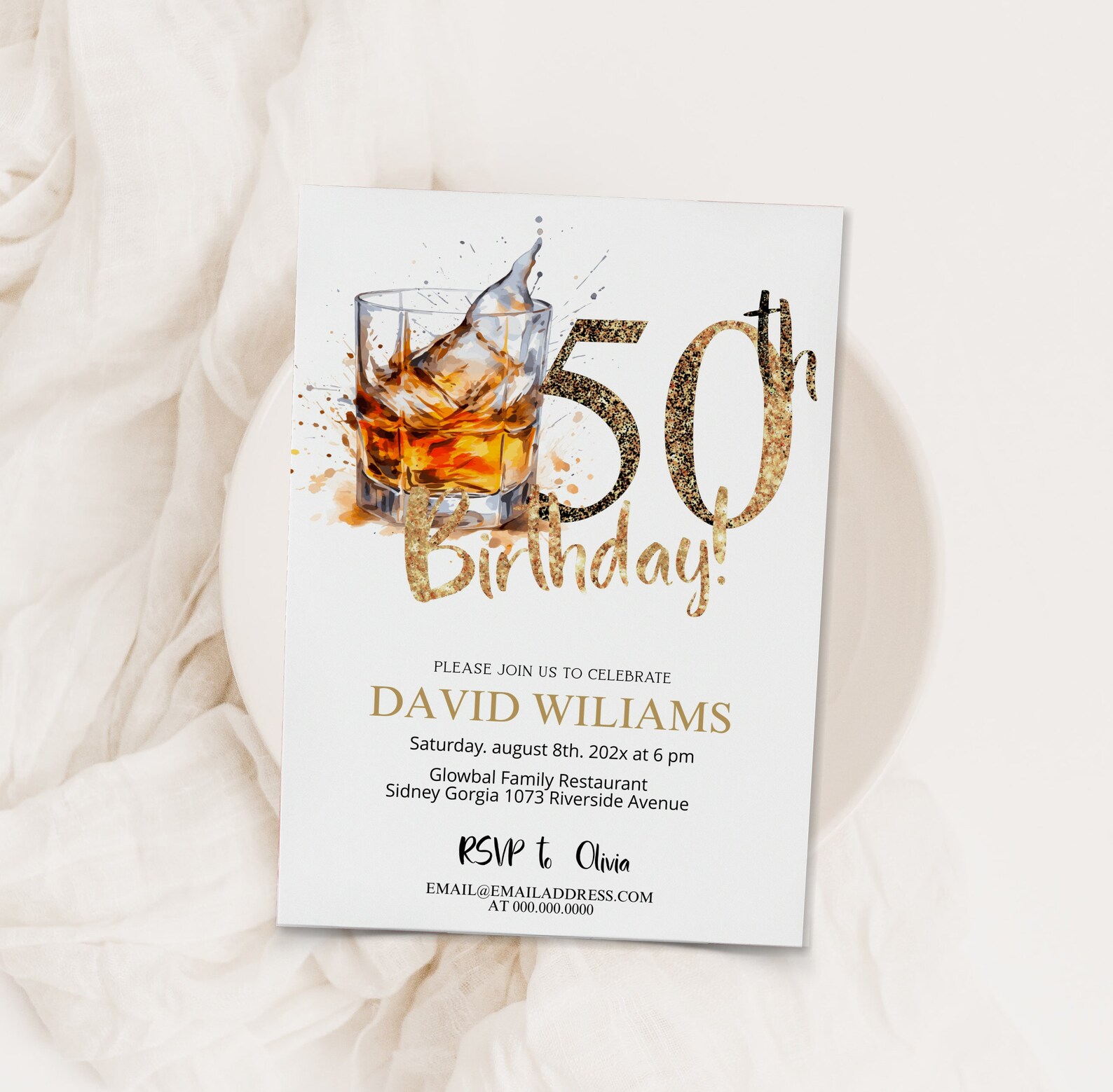 50th Birthday Invitation Template, Editable 50 Years Birthday Party ...