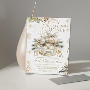 Christmas Dinner Invitation Template, Holiday Dinner Invitation ...