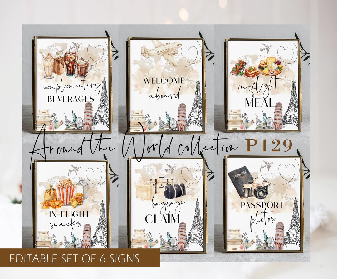 Travel Theme Signage Bundle, Adventure Sign Bundle, World Map Sign ...