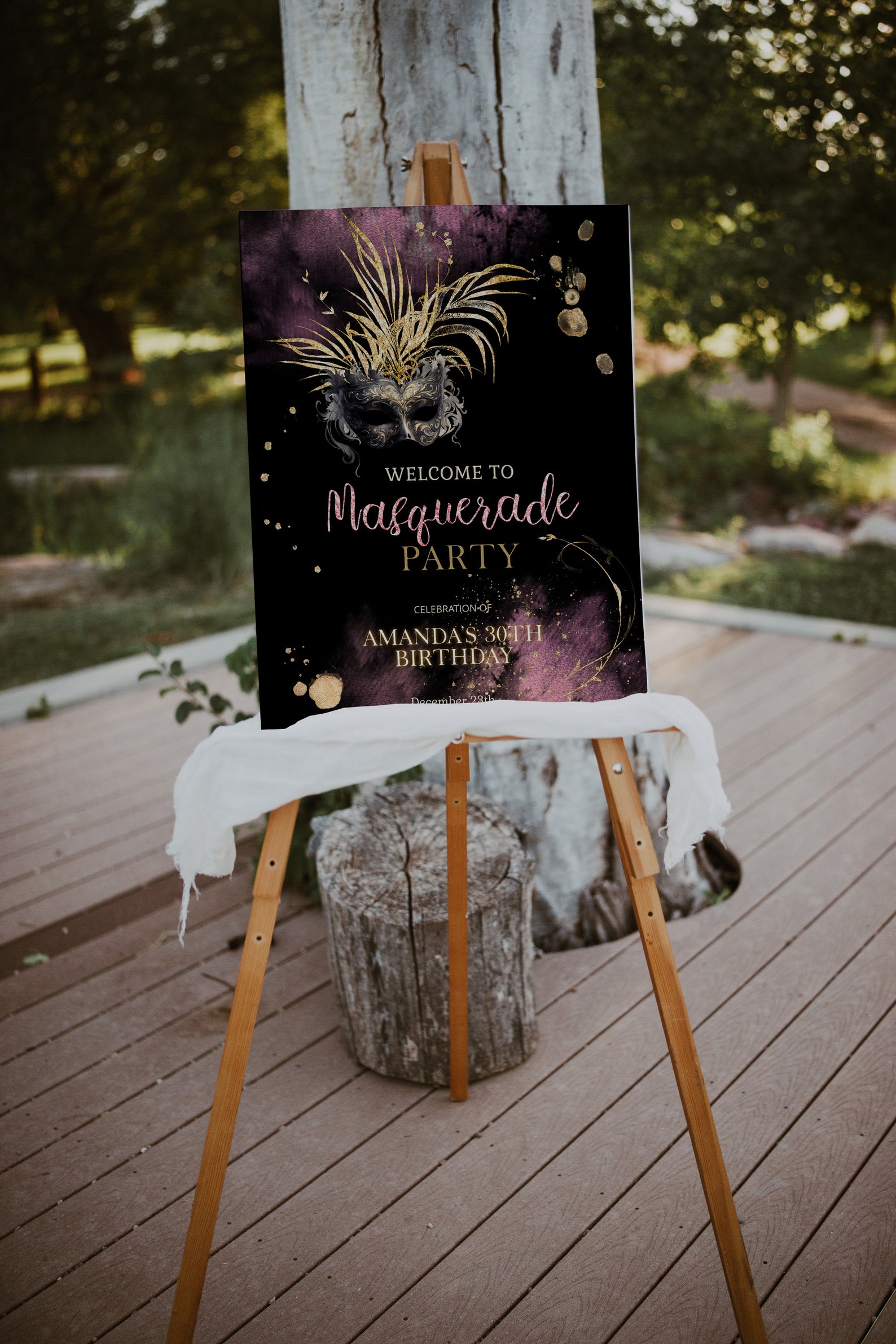 Masquerade Party Welcome Poster, Birthday Welcome Sign Template ...