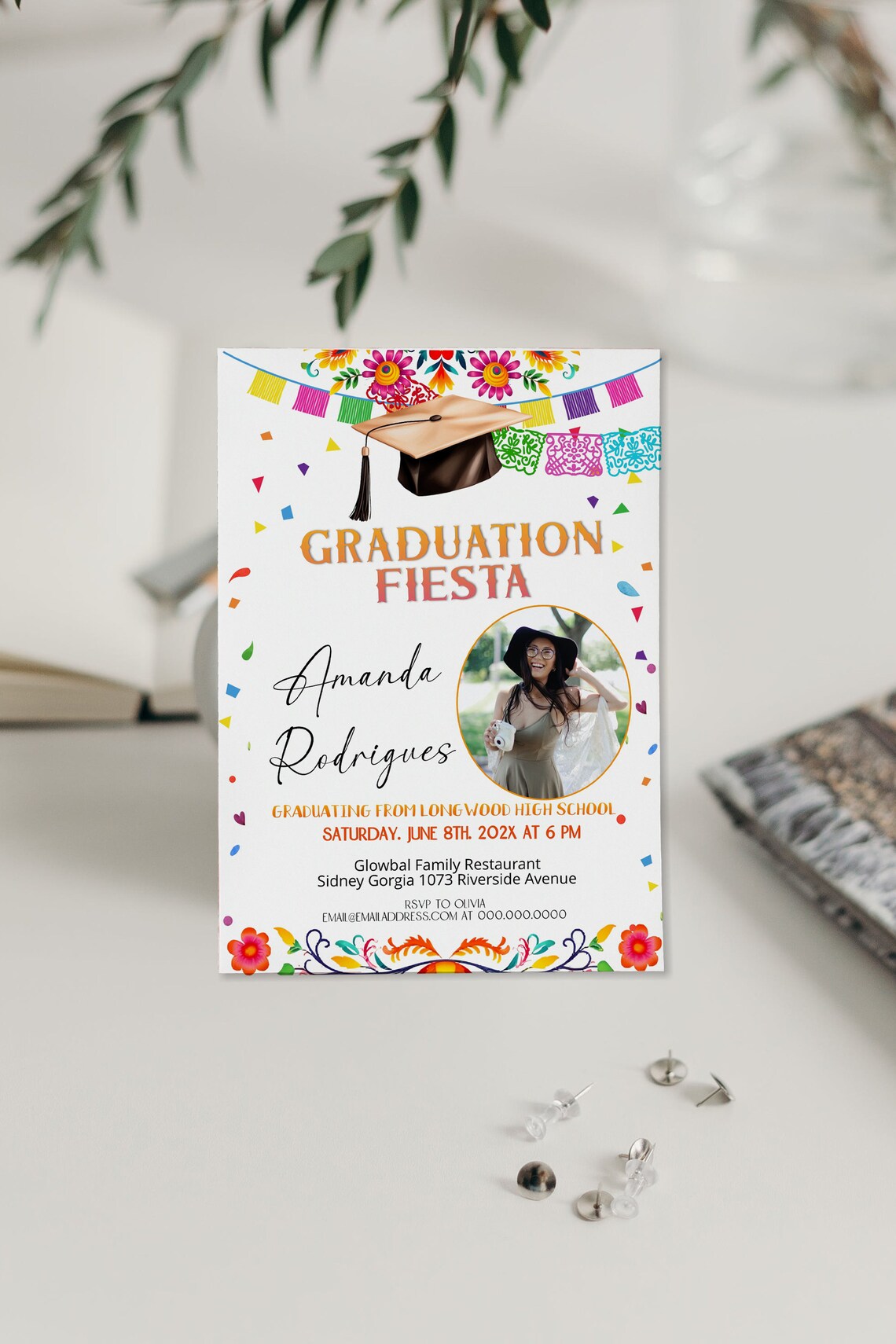 Graduation Fiesta Photo Invitation, Graduation Mexican Invitation ...