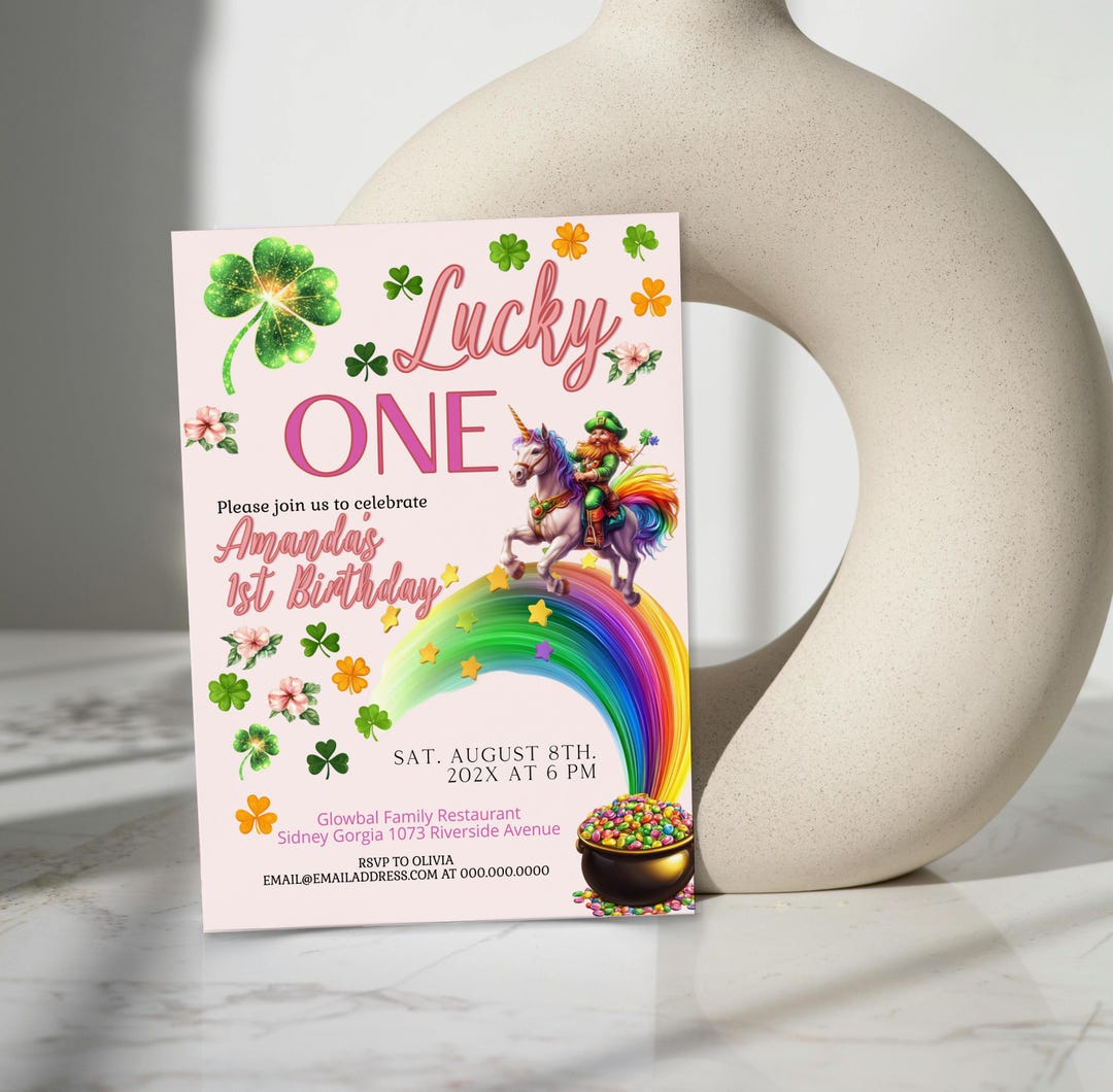 Lucky One Invitation Birthday Template, St Patricks First Birthday ...