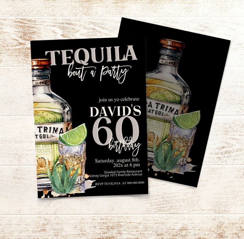 Tequila Birthday Invite, Tequila Party Invitation, Fiesta Birthday Invitation, Printable Mexican ...