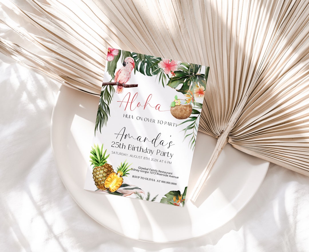Aloha Birthday Invitation Template, 25th Birthday Party Invitation ...