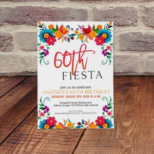 Fiesta 60th Birthday Invite Template, Fiesta Party Invite, сolorful ...