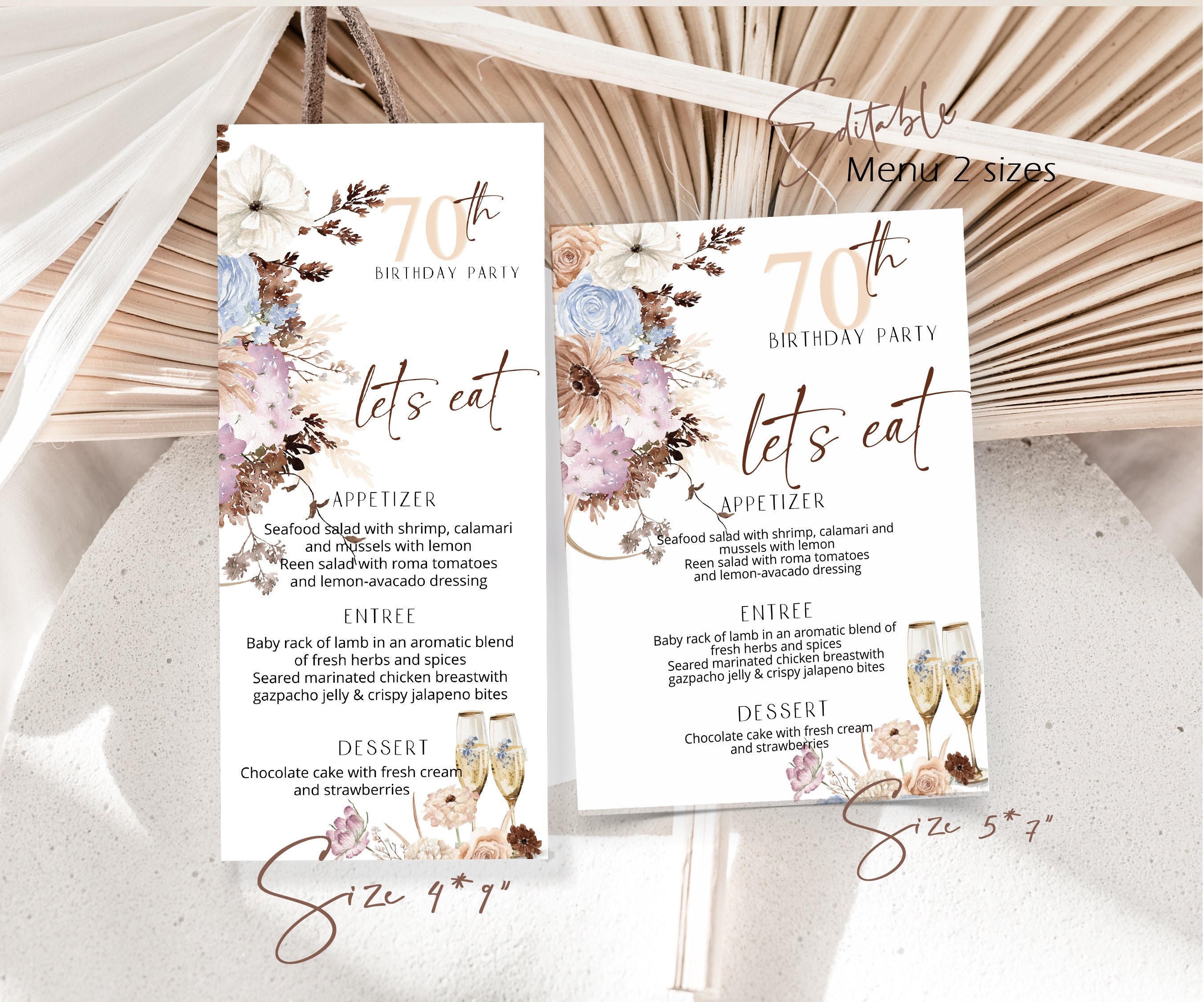 70th Birthday Party Menu