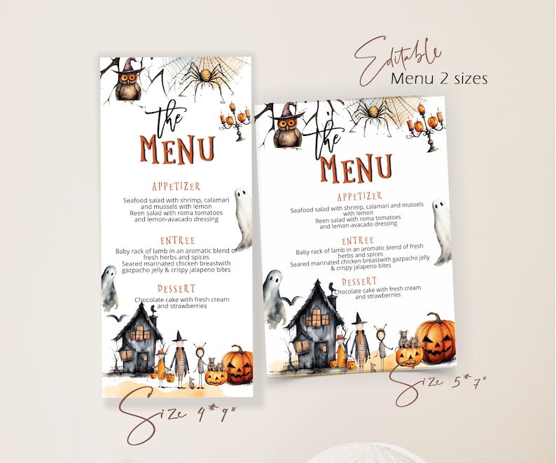 Halloween Menu Card Template, Spooky Menu Card, Halloween Birthday Menu ...