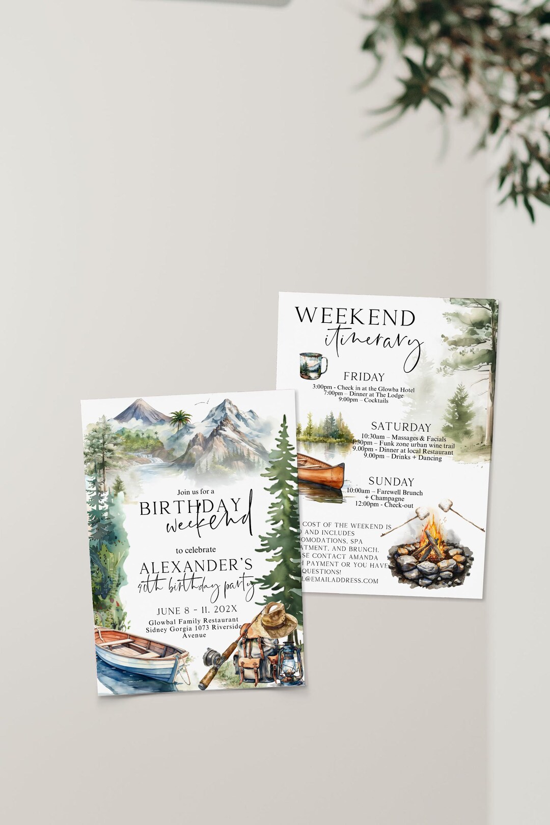 Birthday Weekend at the Lake Invitation, Mountain Weekend Invite, Lake ...