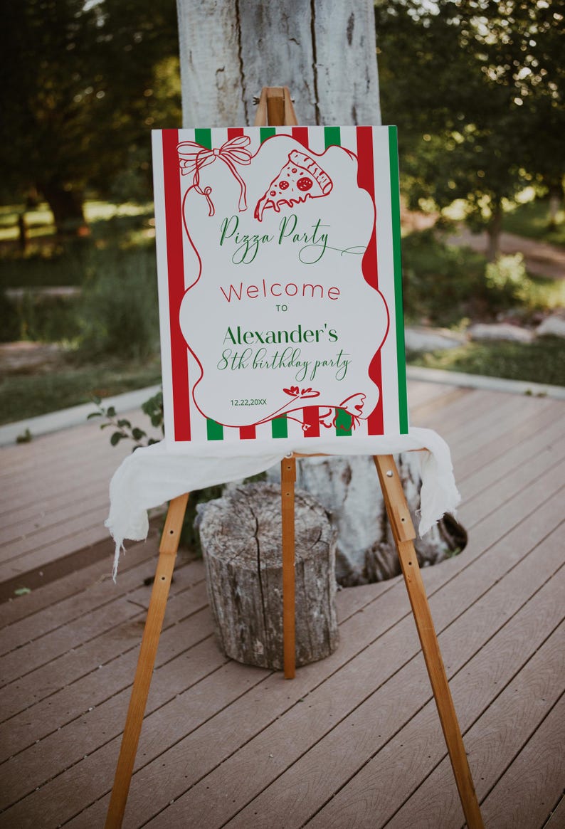 Pizza Party Welcome Sign Template, Italian Birthday (digital Download ...