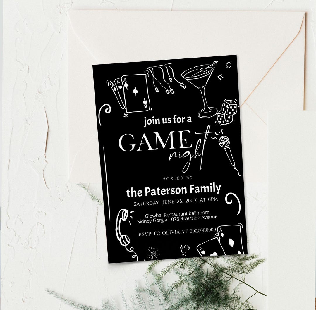 Game Night Party Invitation Template, Editable Games Party Invite ...
