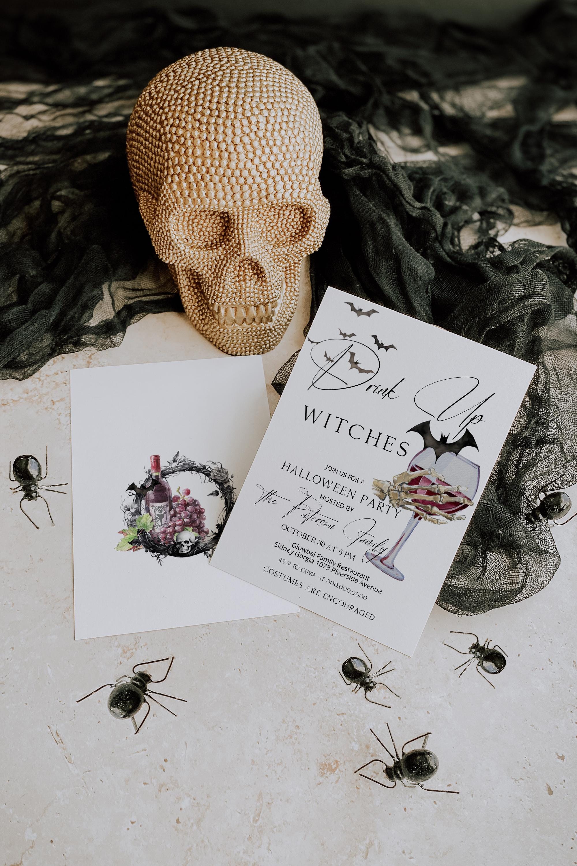 Drink up Witches Halloween Invitation Template, Editable Witch Party ...