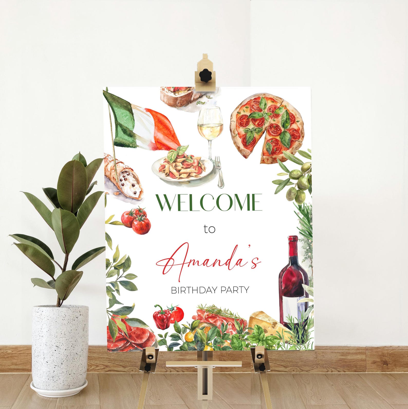 Italian Theme Welcome Sign Template, Pizza Birthday Party, Editable ...