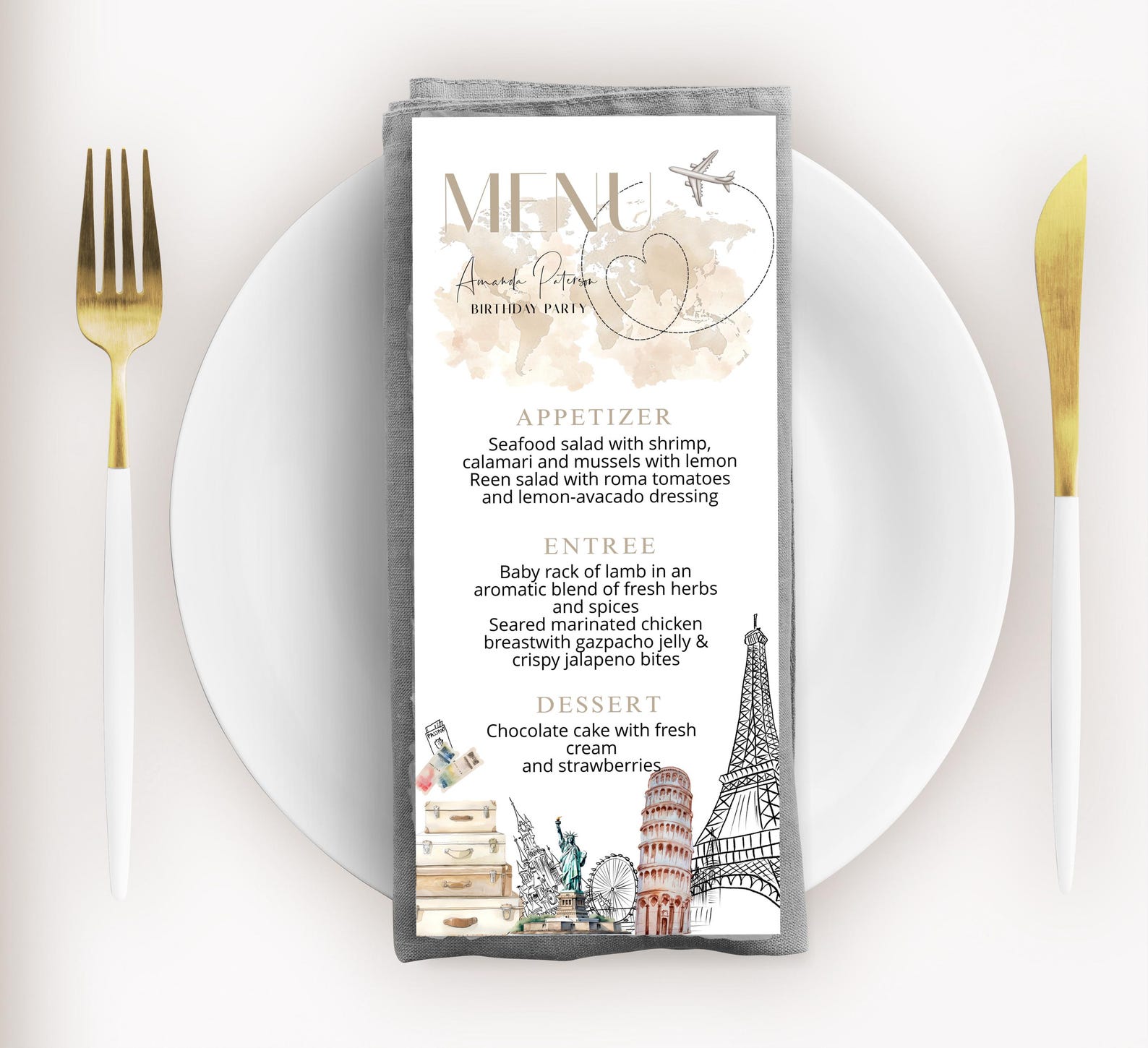 Adventure Menu Card Template, Travel Theme Menu, World Map Menu ...