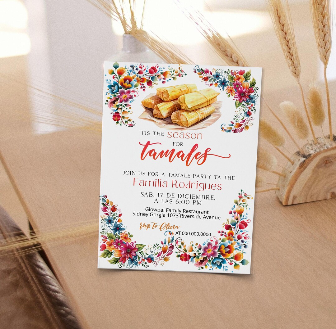 Tis the Season for Tamales Invitation Template, Feliz Navidad, Editable ...