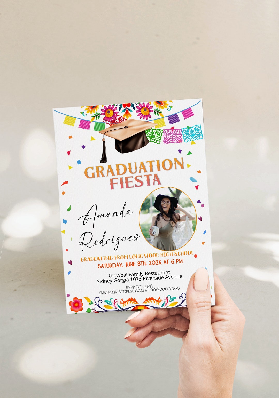 Graduation Fiesta Photo Invitation, Graduation Mexican Invitation ...
