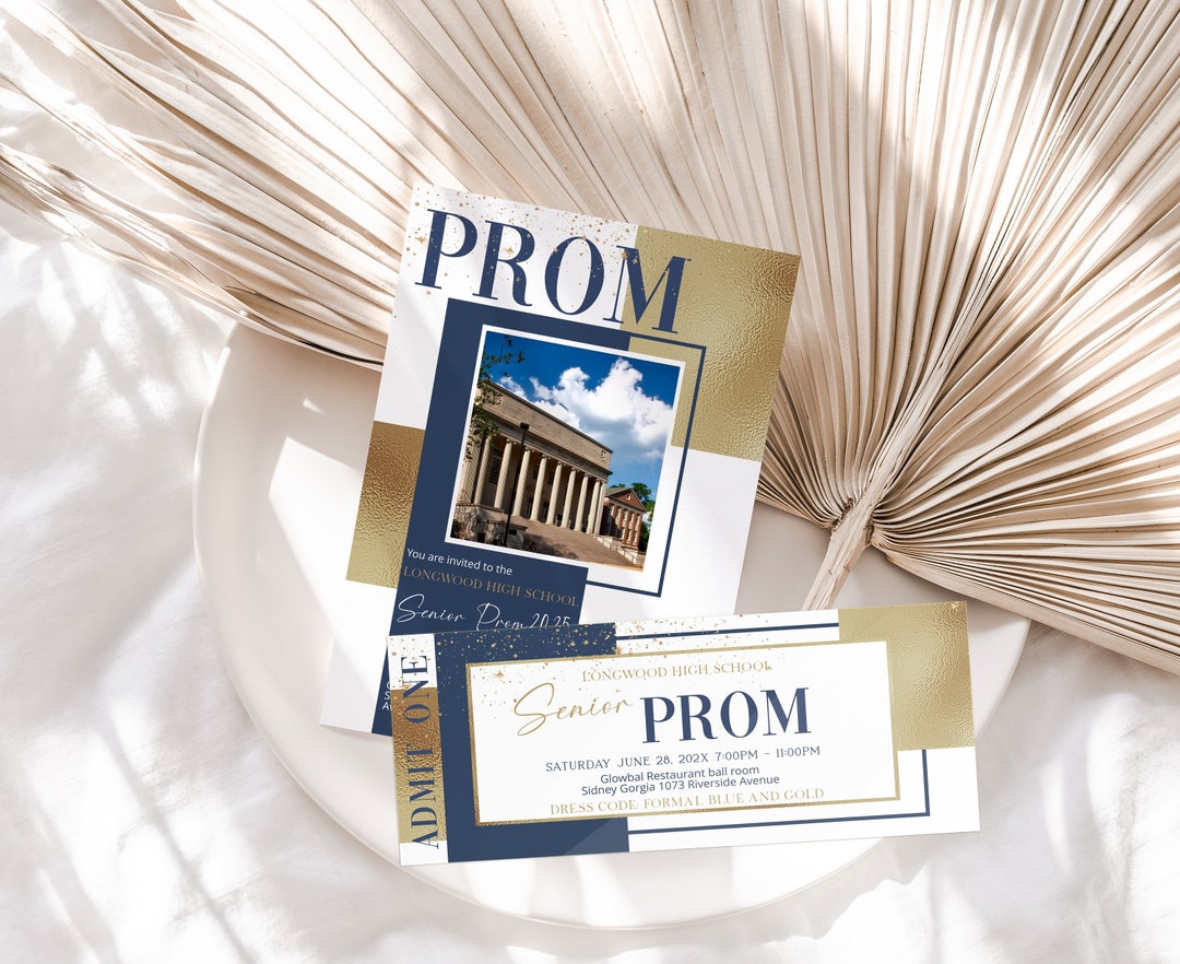 Senior Prom Invitation and Ticket Template, Prom Party Invite, Editable ...