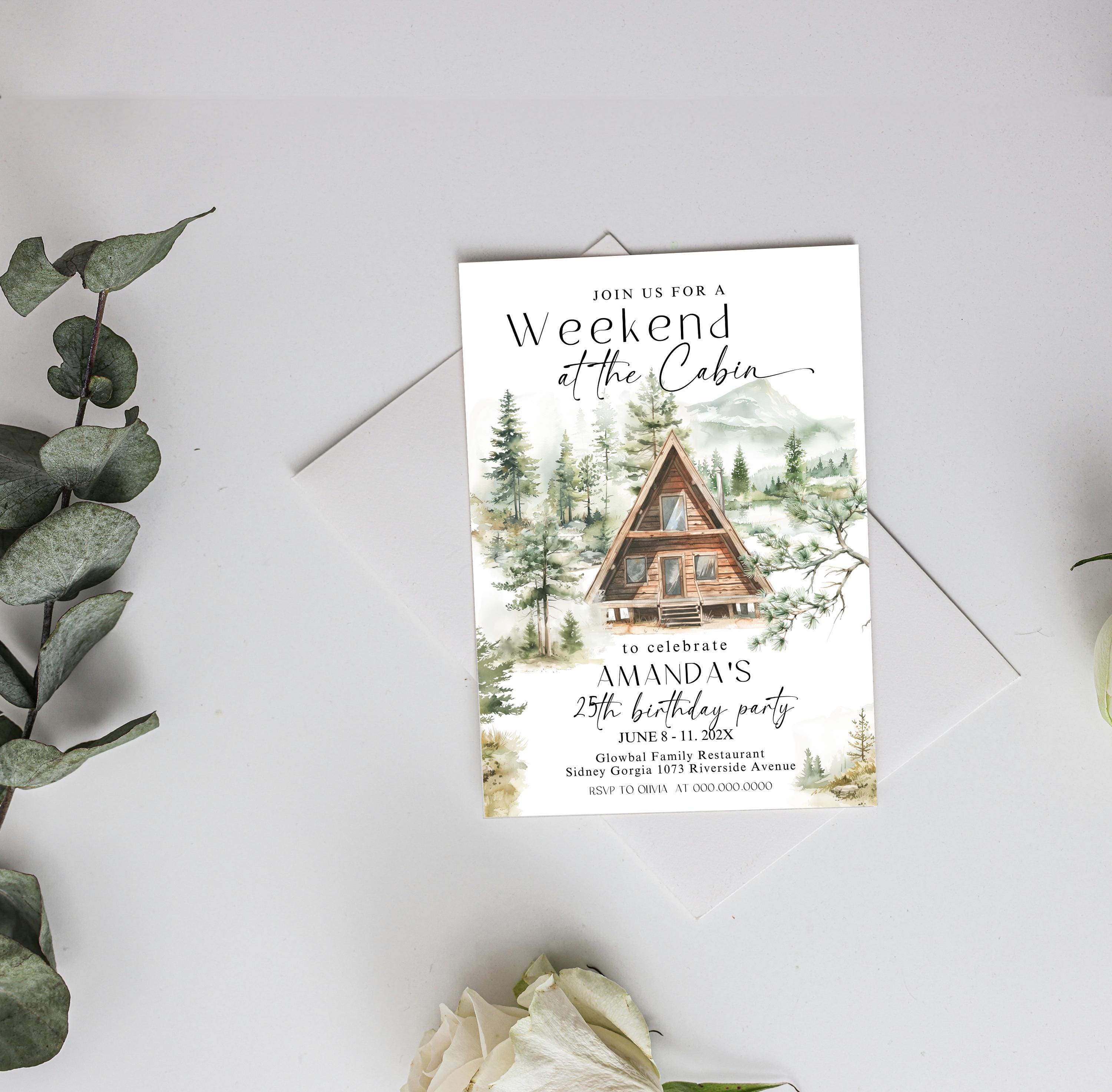 Weekend at the Cabin Invitation, Woods Weekend Party, Camping Weekend ...