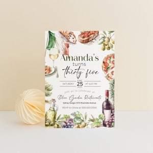 Italy Birthday Invitation Template, Editable 35th Birthday Invite, Wine ...