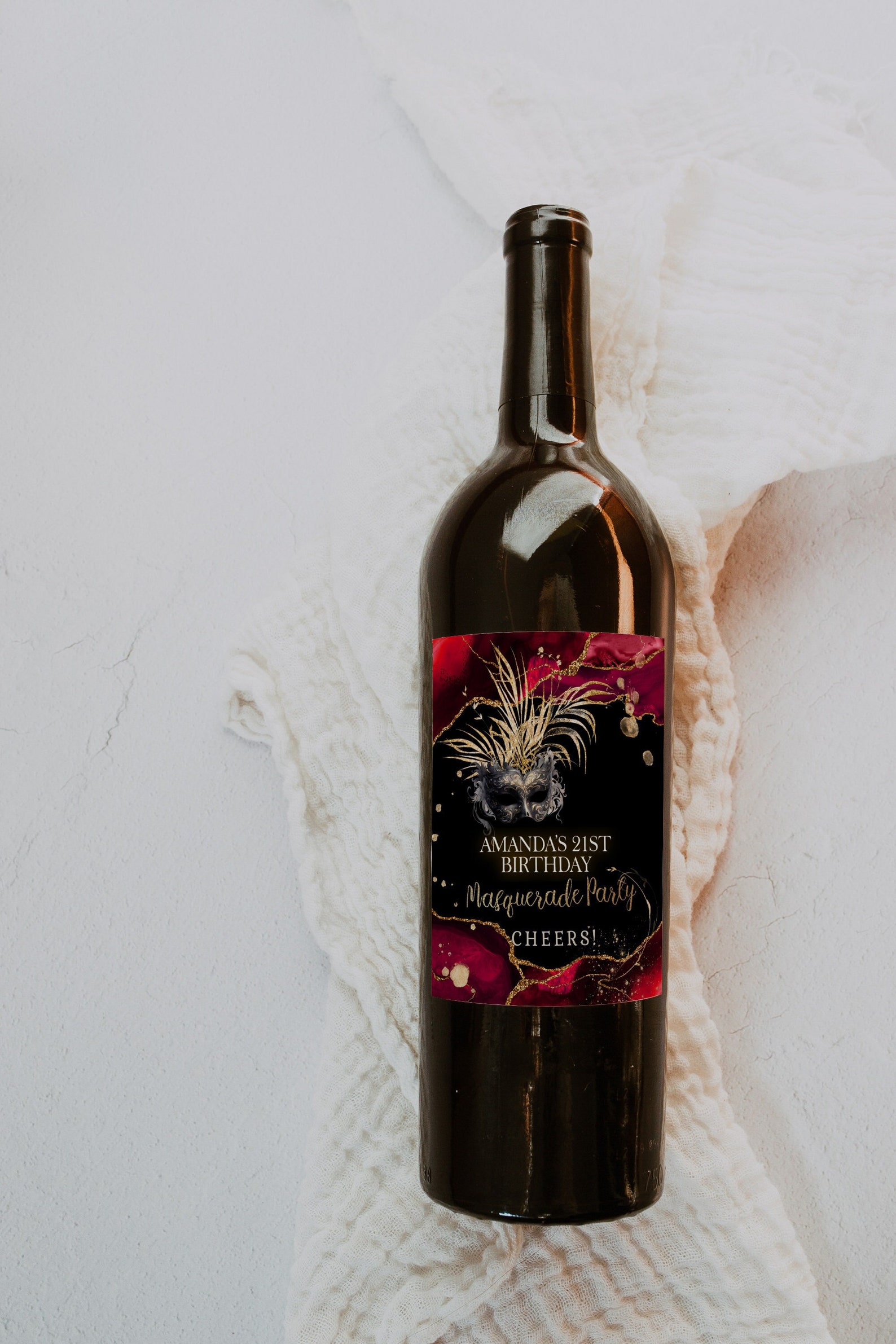 Masquerade Birthday Wine Label Template, Masquerade Party Wine Label ...